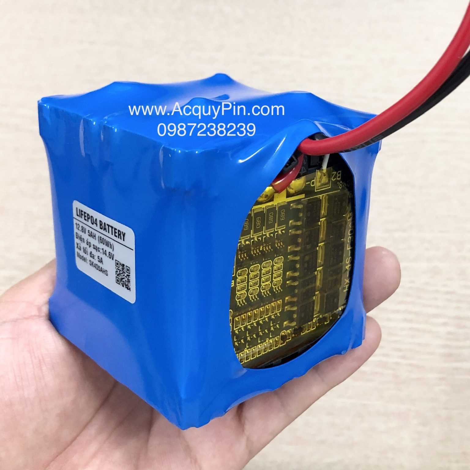 Pin LifePO4 12V 5Ah dung lượng 60Wh độ bền cao